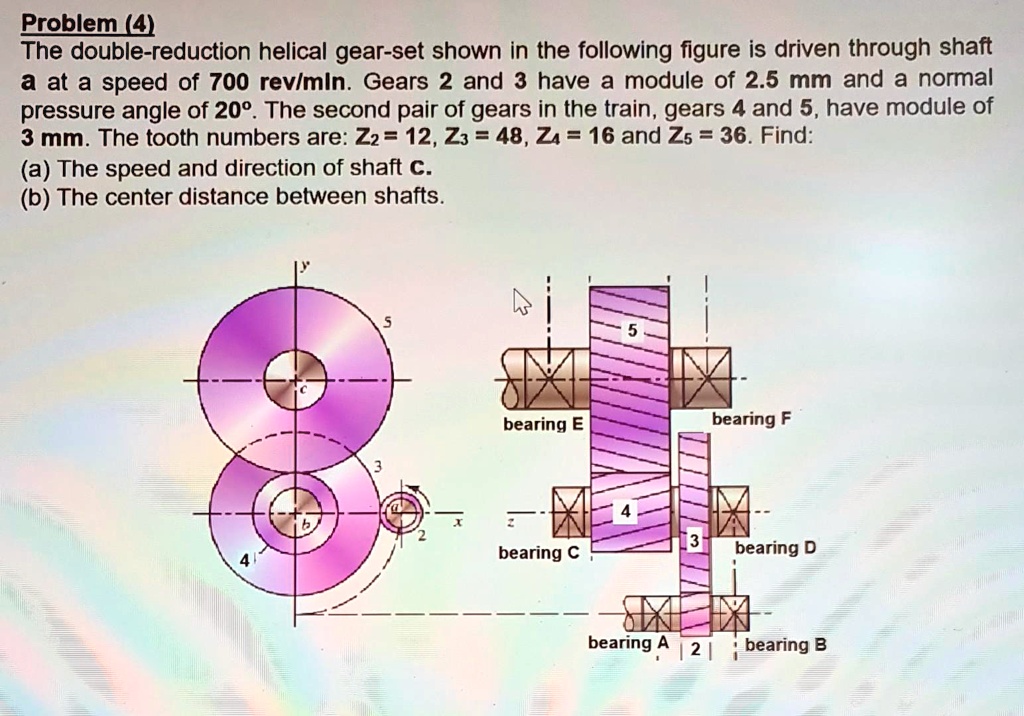 [GET ANSWER] Problem (4) The double-reduction helical gear-set shown in the following figure is ...