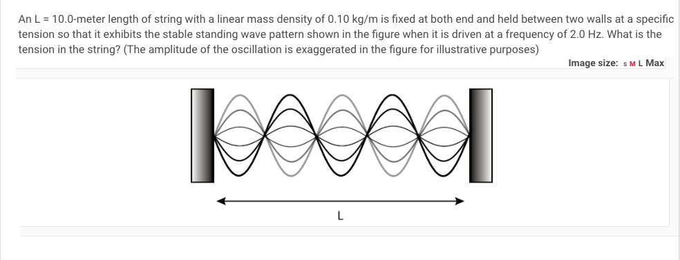 SOLVED: An L = 10.0-meter length of string with a linear mass density ...