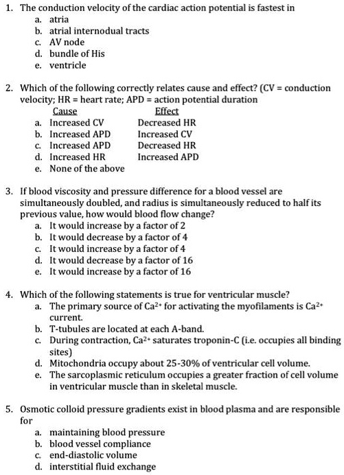 VIDEO solution: 1. The conduction velocity of the cardiac action ...