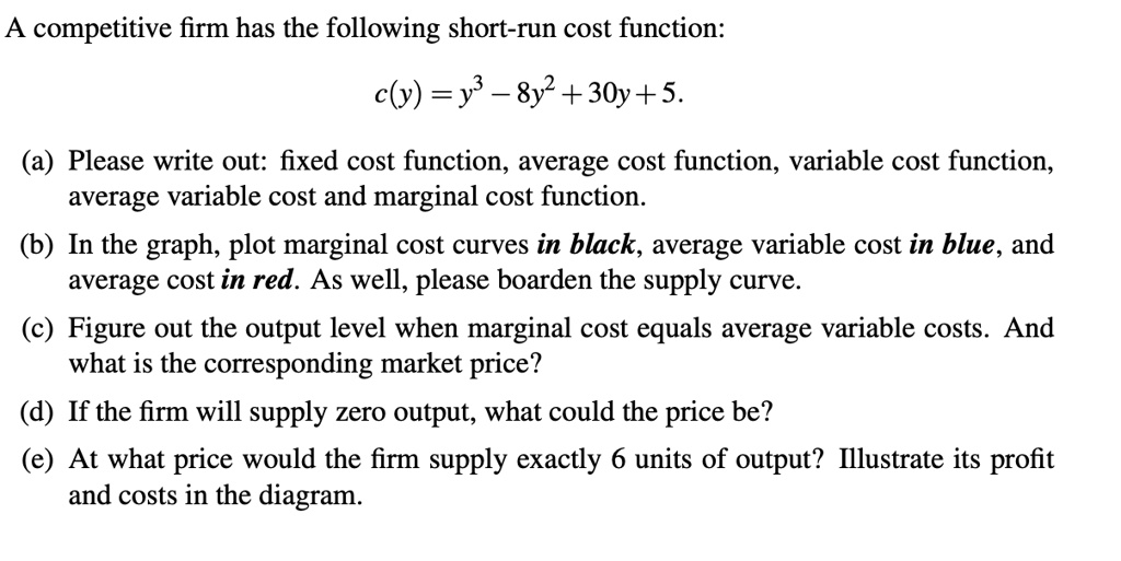 A competitive firm has the following short-run cost function: c(y) = y ...