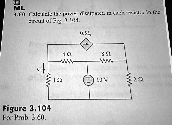 3.60 Calculate the power dissipated in each resistor in the circuit of Fig. 3.104. Figure 3.104 ...