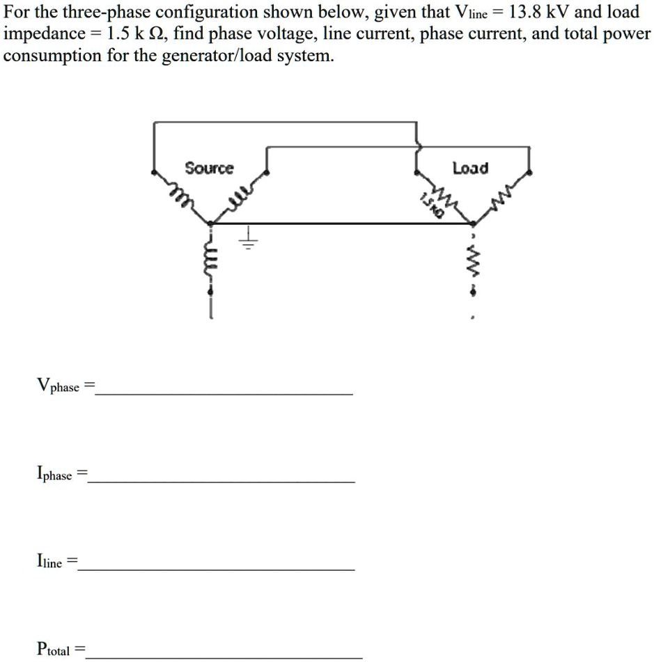 For the three-phase configuration shown below, given that...