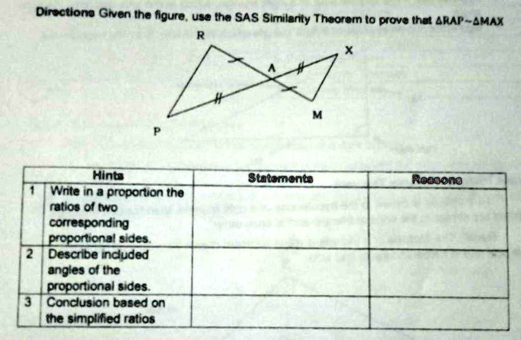 directions given the figure use the sas similarity theorem to prove that rapmaxhints1 write in a ...