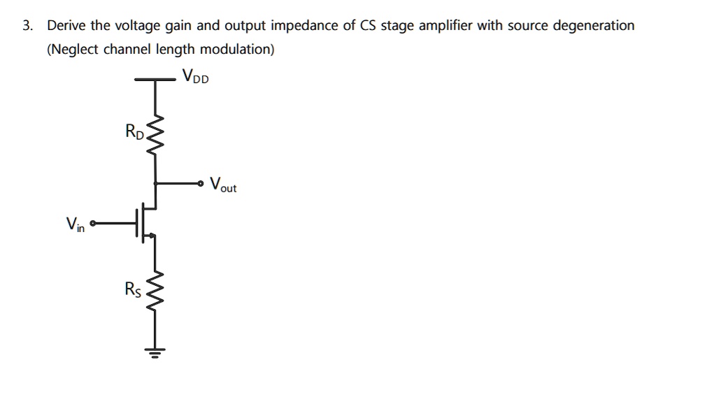 3. Derive the voltage gain and output impedance of CS stage amplifier with source degeneration ...