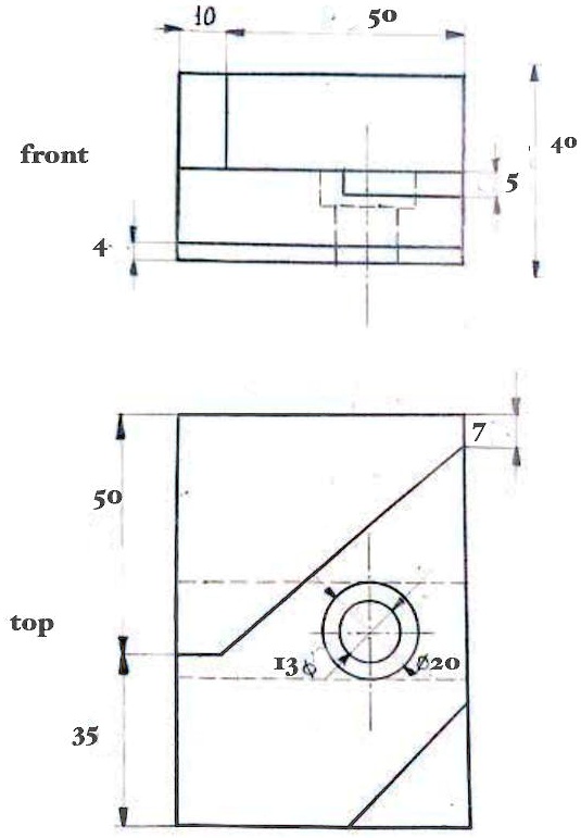 SOLVED: The front and the top views of a machine component is given ...