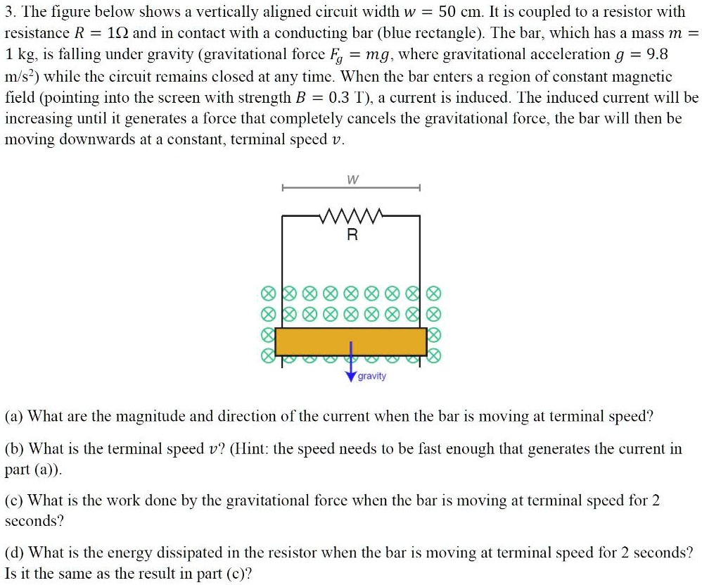 SOLVED: The figure below shows a vertically aligned circuit width w ...