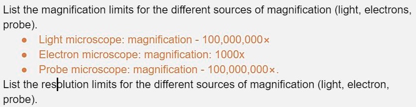 SOLVED: List the magnification limits for the different sources of ...