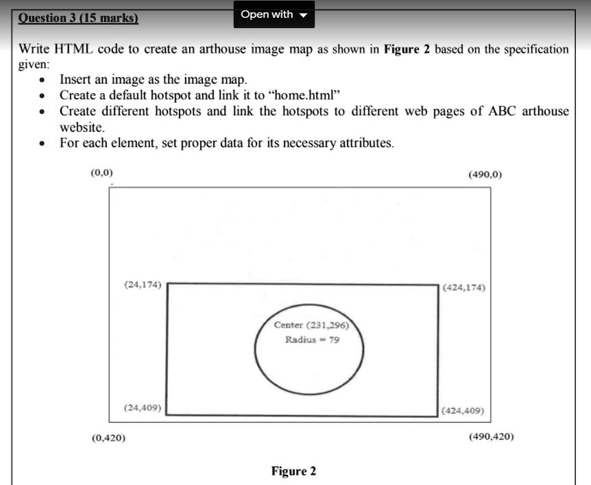 Solved Question 3 45 Marks Open With Write Html Code To Create An Arthouse Image Map As Shown 5570