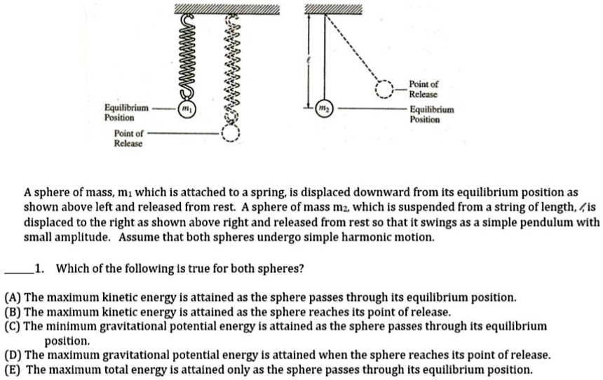 SOLVED: Point of Release Equilibrium Position Equilibrium Position ...