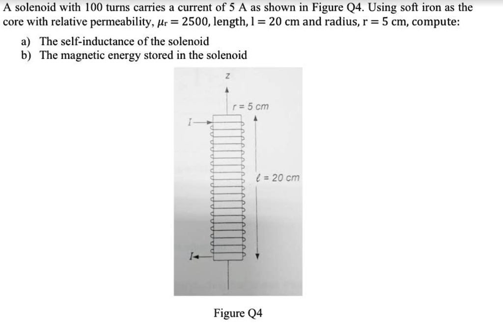 A solenoid with 100 turns carries a current of 5 A as shown in Figure ...