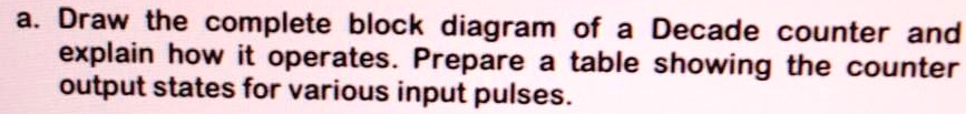 a. Draw the complete block diagram of a Decade counter and explain how ...