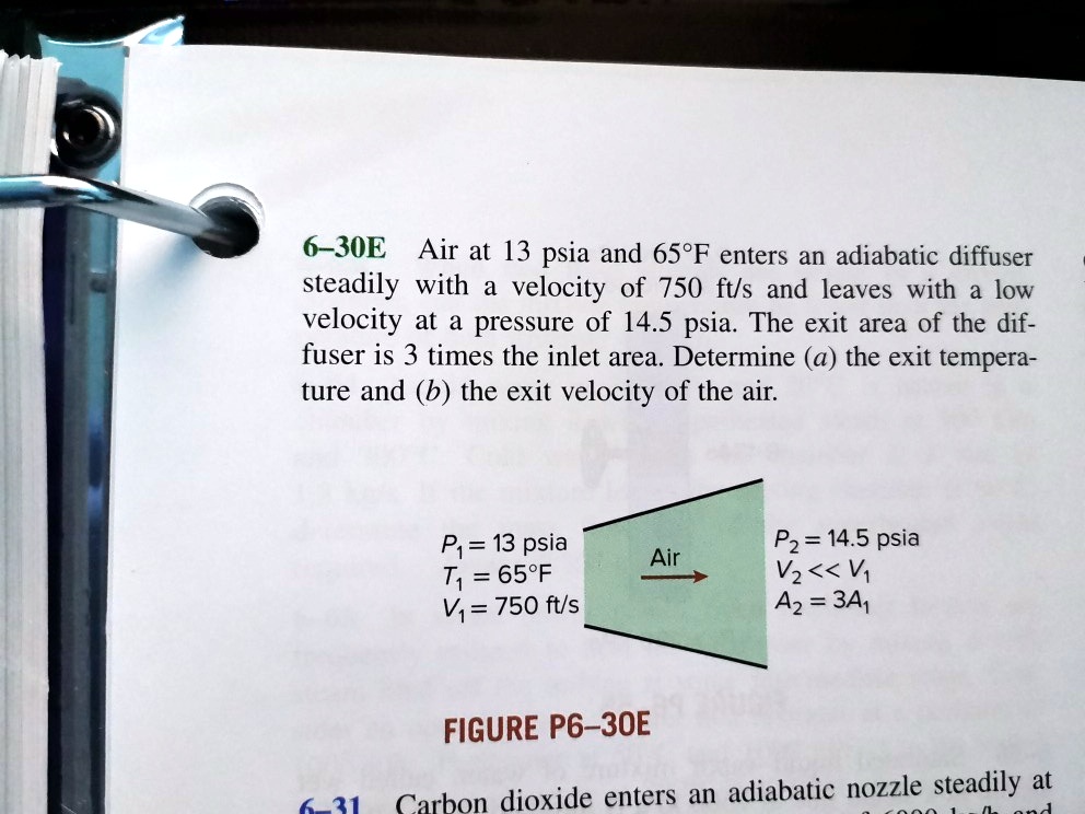 SOLVED: 6-30EAir at 13 psia and 65F enters an adiabatic diffuser ...