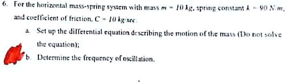 6. For the horizontal mass-spring system with mass m = 10...