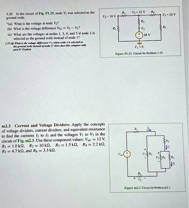 1.25 In the circuit of Fig. P1.25, node V1 was selected as the ground node. *(a) What is the ...