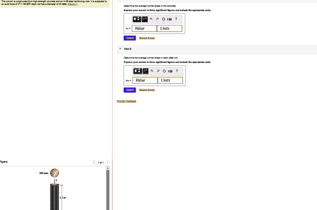 SOLVED: The column is constructed from high-strength concrete and six A ...
