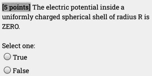 SOLVED: [5 points] The electric potential inside a uniformly charged ...