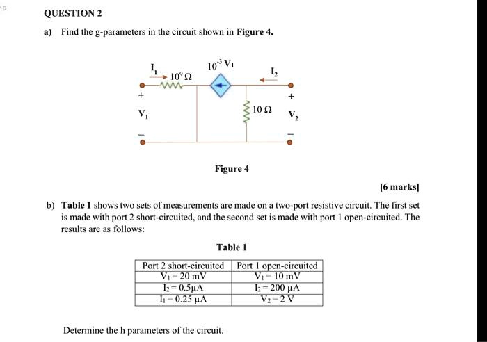 [GET ANSWER] 6 QUESTION 2 a) Find the g-parameters in the circuit shown ...