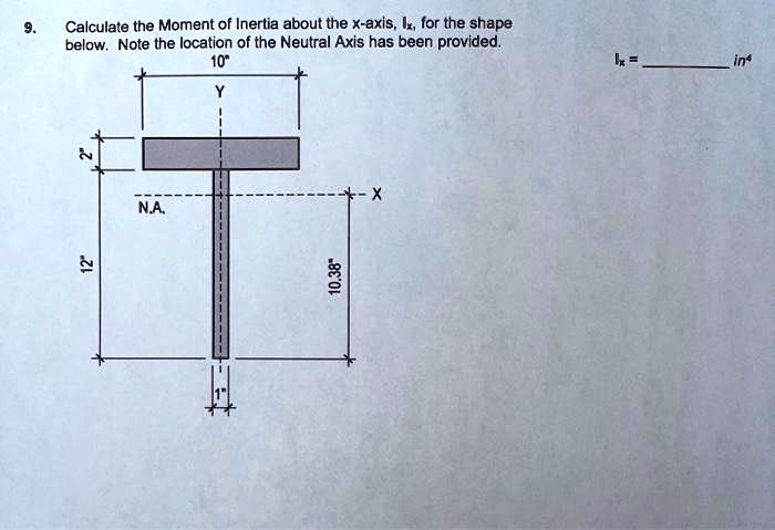 Calculate the Moment of Inertia about the x-axis, Ix, for the shape below. Note the location of ...
