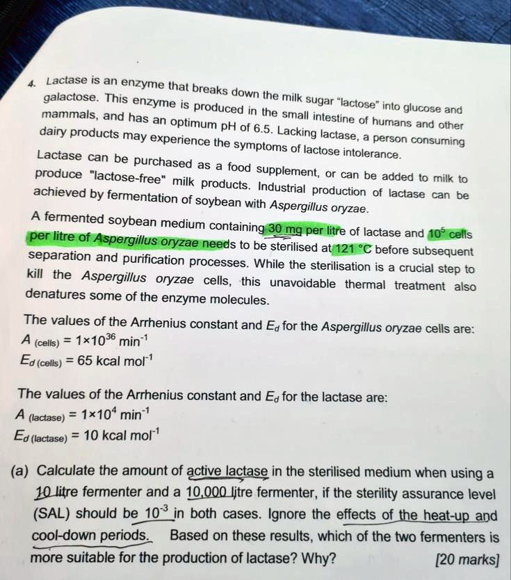 SOLVED: Lactase is an enzyme that breaks down the milk sugar "lactose ...