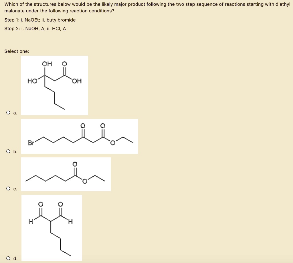 Which of the structures below would be the likely major product following the two step sequence ...