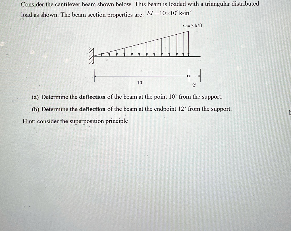 consider the cantilever beam shown below this beam is loaded with a ...