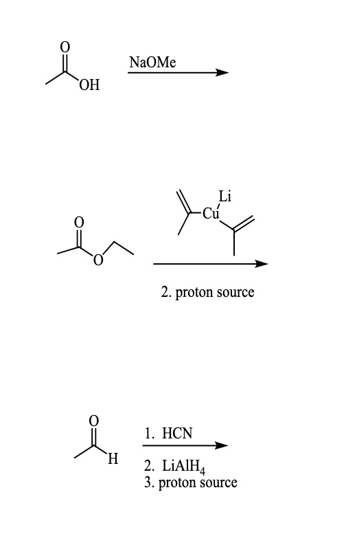 SOLVED: NaOMe OH 2. proton source HCN 2. LiAIH4 3 . proton source