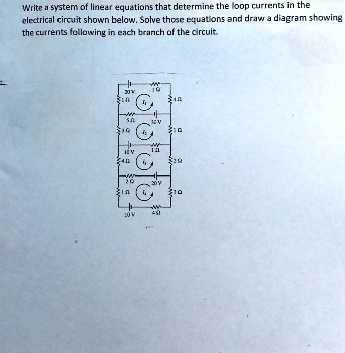Write a system of linear equations that determine the loop currents in the electrical circuit ...