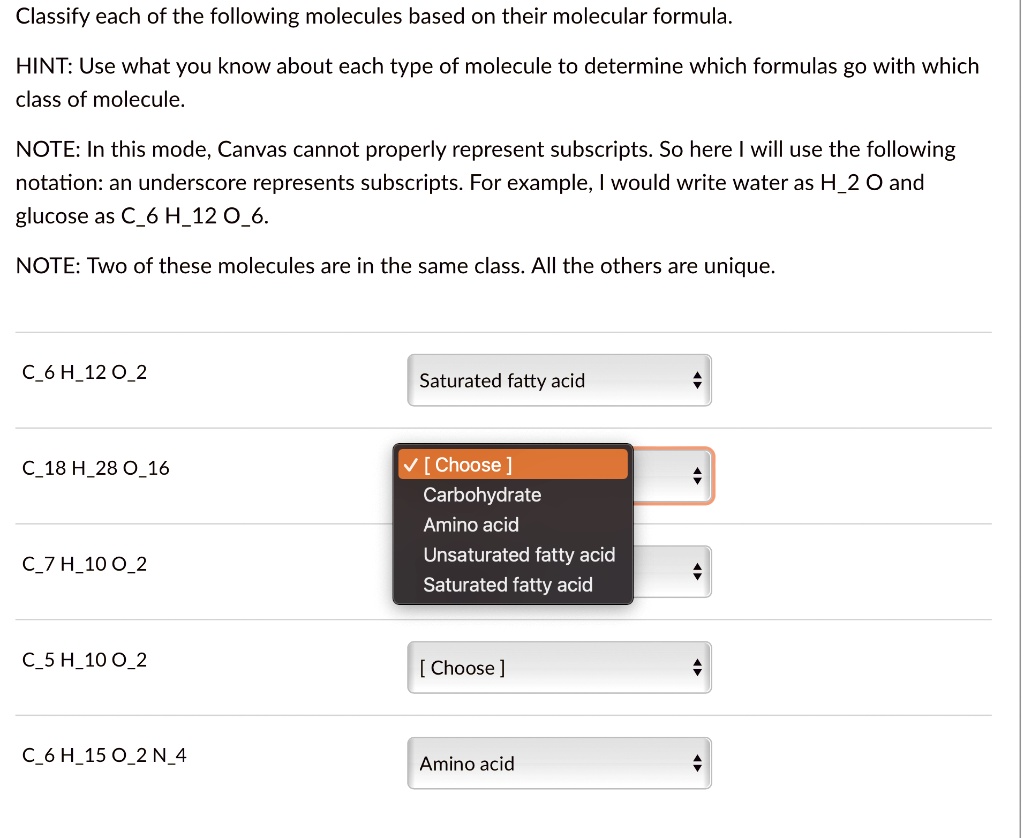 SOLVED: Classify each of the following molecules based on their ... SOLVED: Classify each of the following molecules based on their ...