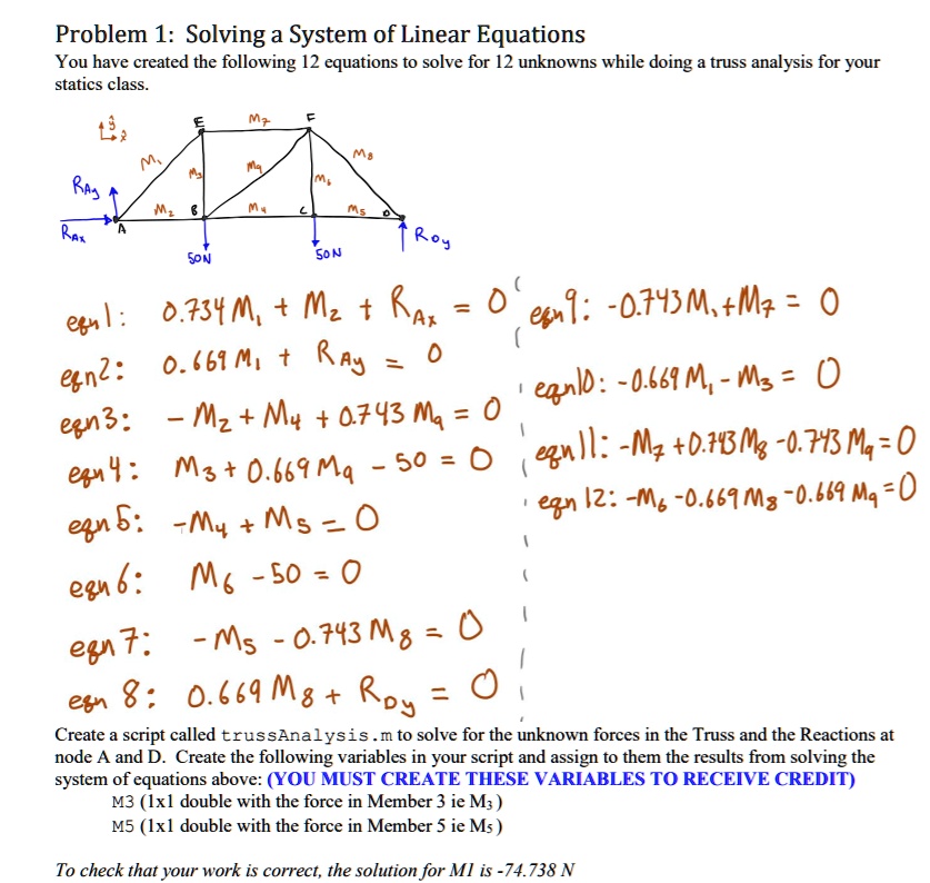 Solved Problem 1 Solving A System Of Linear Equations You Have