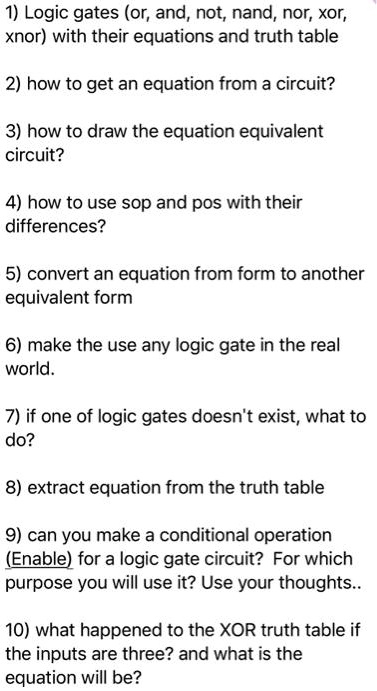 1) Logic gates (or, and, not, nand, nor, xor, xnor) with their ...
