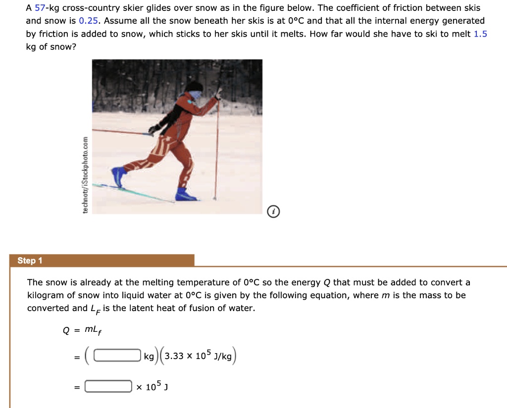 SOLVED: 57-kg cross-country skier glides over snow as in the figure ...