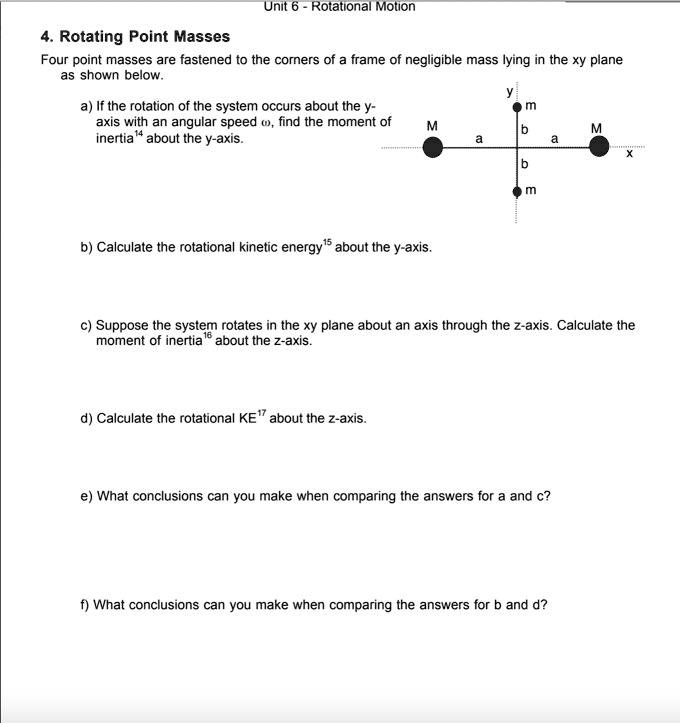 unit 6 rotational motion rotating point masses four point masses are ...