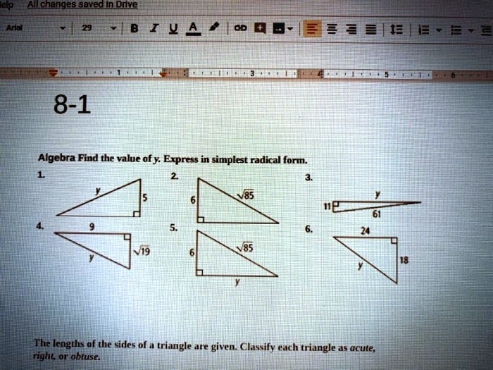 SOLVED: Ap Alchangesievedin Drve 4 A 00 NA 8-1 Algebra Find the value ofy Express in simpkest ...