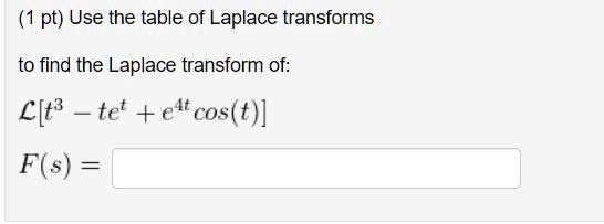 Pt) Use the table of Laplace transformsto find the La… - SolvedLib