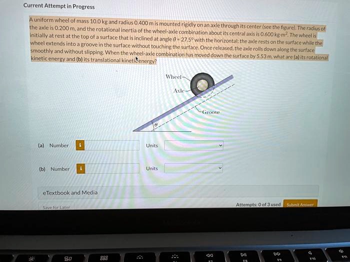 SOLVED: A uniform wheel mass 10.0 kg and radius 400 m is mounted ...