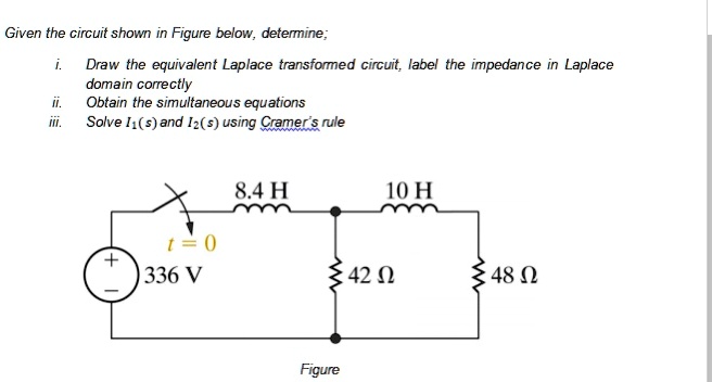 SOLVED: Given the circuit shown in Figure below, determine: i. Draw the equivalent Laplace ...