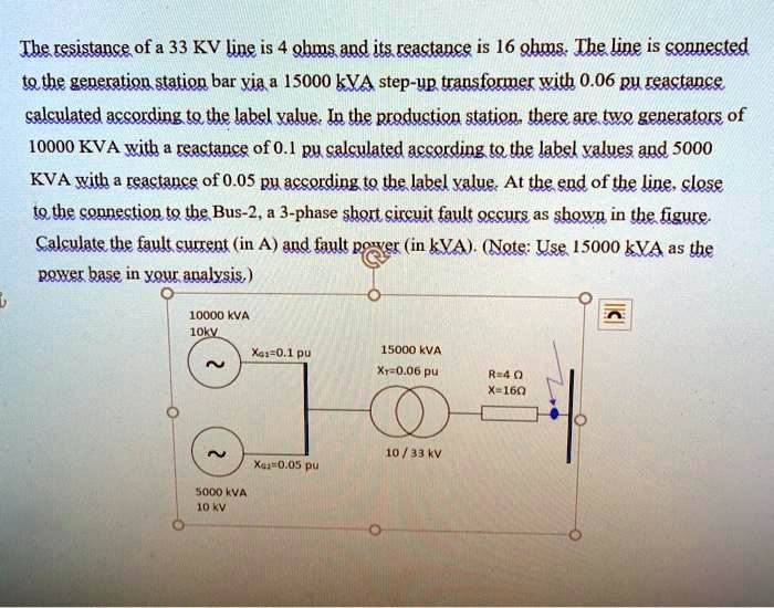 SOLVED: The resistance of a 33 kV line is 4 ohms and its reactance is 16 ohms. The line is ...