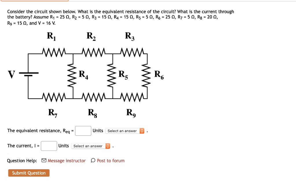 Consider the circuit shown below. What is the equivalent resistance of the circuit? What is the ...