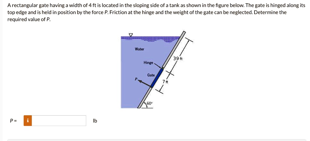 [GET ANSWER] a rectangular gate having a width of 4 ft is located in the sloping side of a tank ...