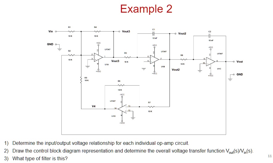 SOLVED: AA Vout3 Vout Vout2 OGND V4 1) Determine the input/output ...