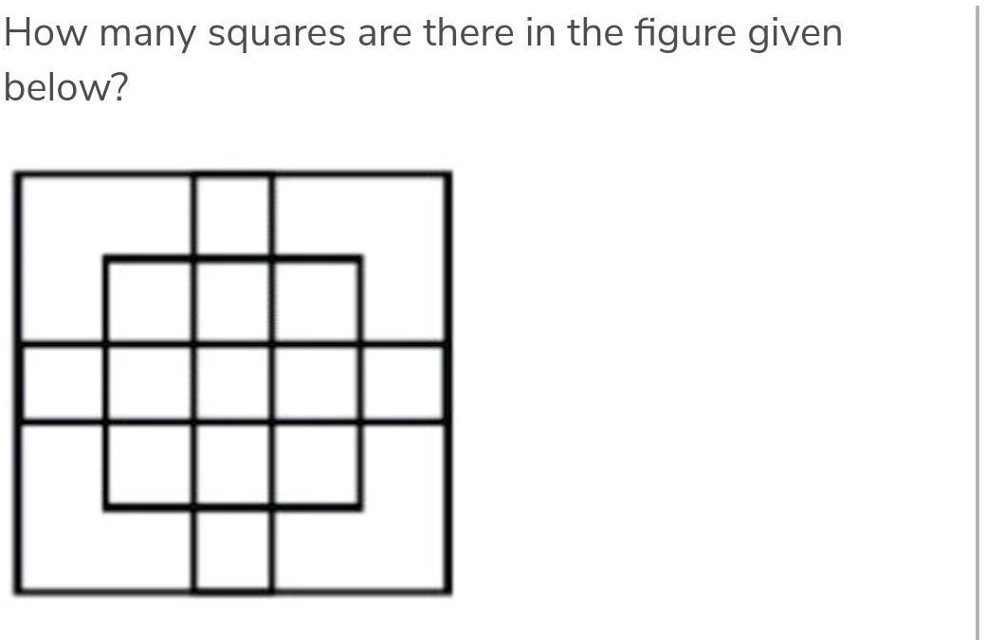 SOLVED: 'I need answer for this question How many squares are there in the figure given below?'
