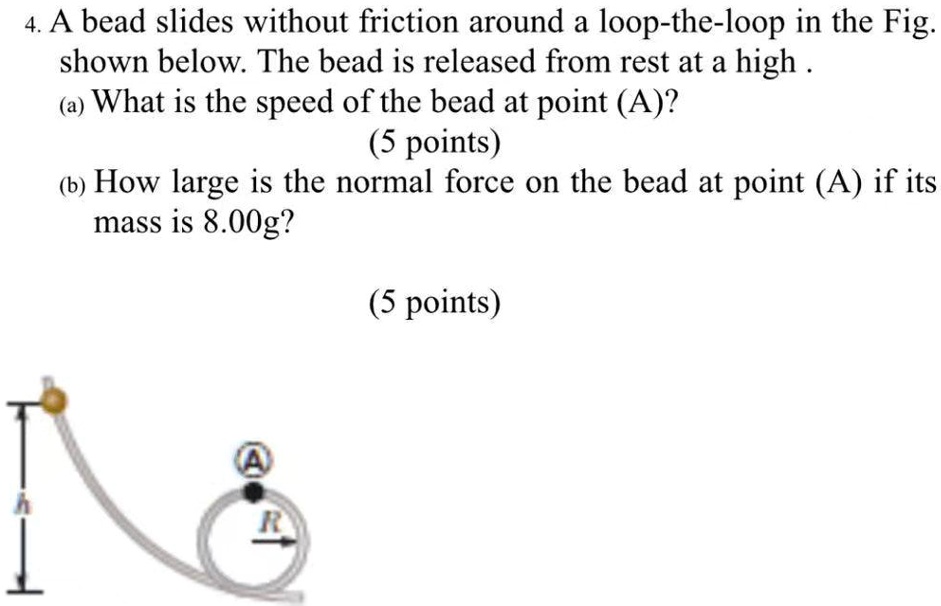 SOLVED: 4.A bead slides without friction around a loop-the-loop in the Fig shown below The bead ...