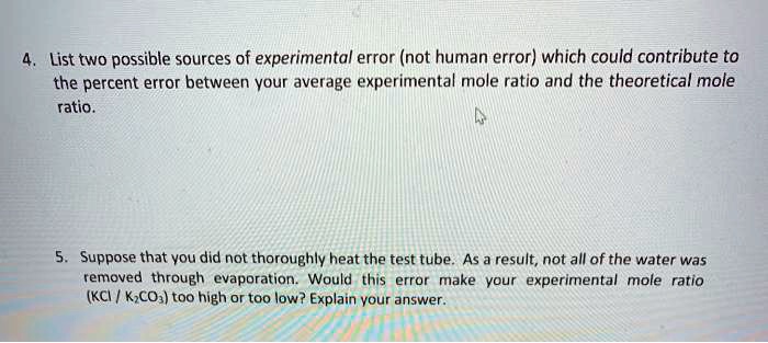list two possible sources of experimental error not human error which ...