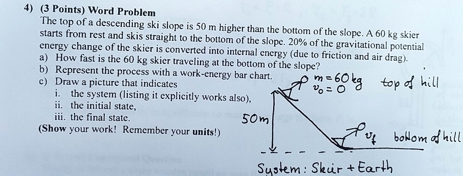 4 3 points word problem the top of a descending ski slope is s0 m ...