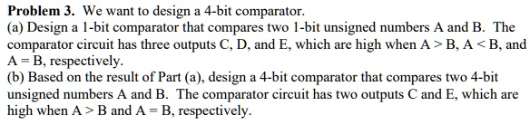 problem 3 we want to design a 4 bit comparator a design a 1 bit comparator that compares two 1 ...