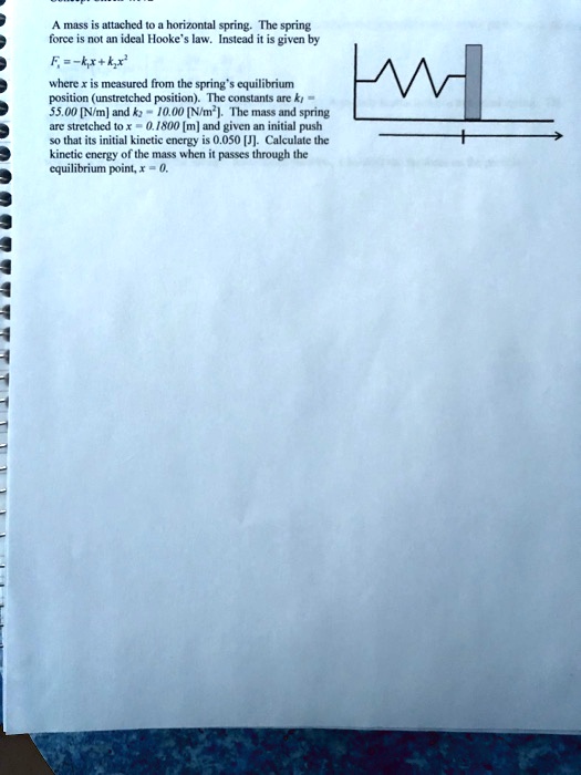 A mass is attached to a horizontal spring. The spring force is not an ...