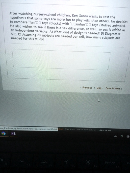 SOLVED: After watching nursery-school children, Ken Garoo wants to test ...