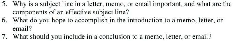 SOLVED: Sub: Technical Report Writing 5. Why is a subject line in a ...