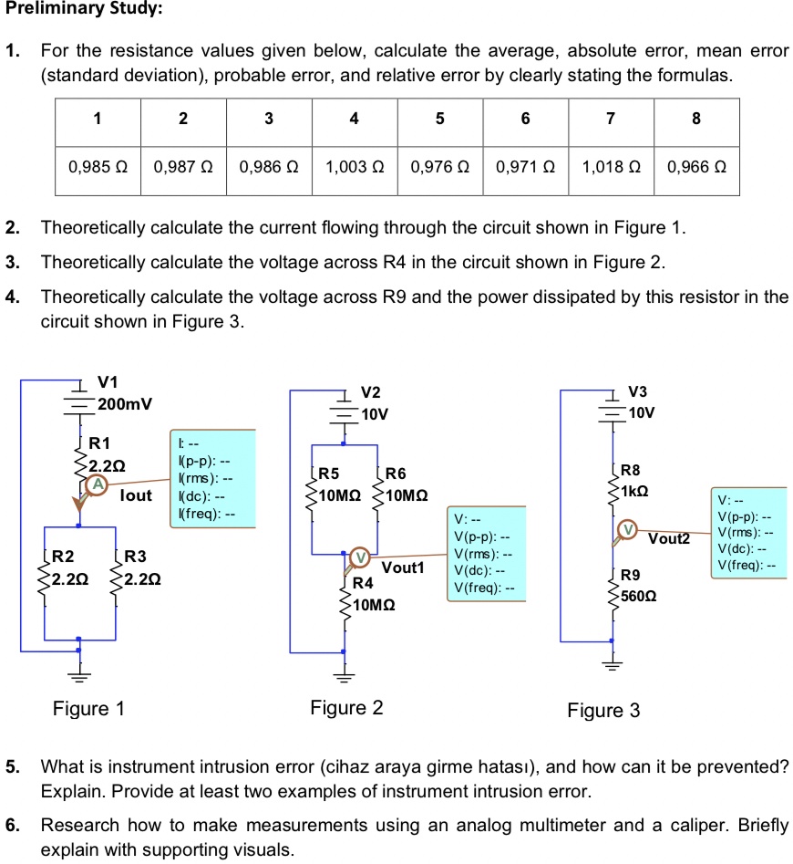 1 for the resistance values given below calculate the average absolute ...