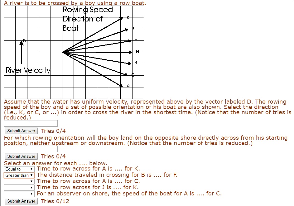 river is to be crossed bla boy using row boat rolvng speehl direction ...